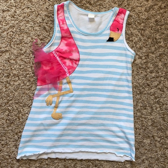 Dresses | 2t Girls Sleeveless Blue And White Striped Flamingo Dress ...